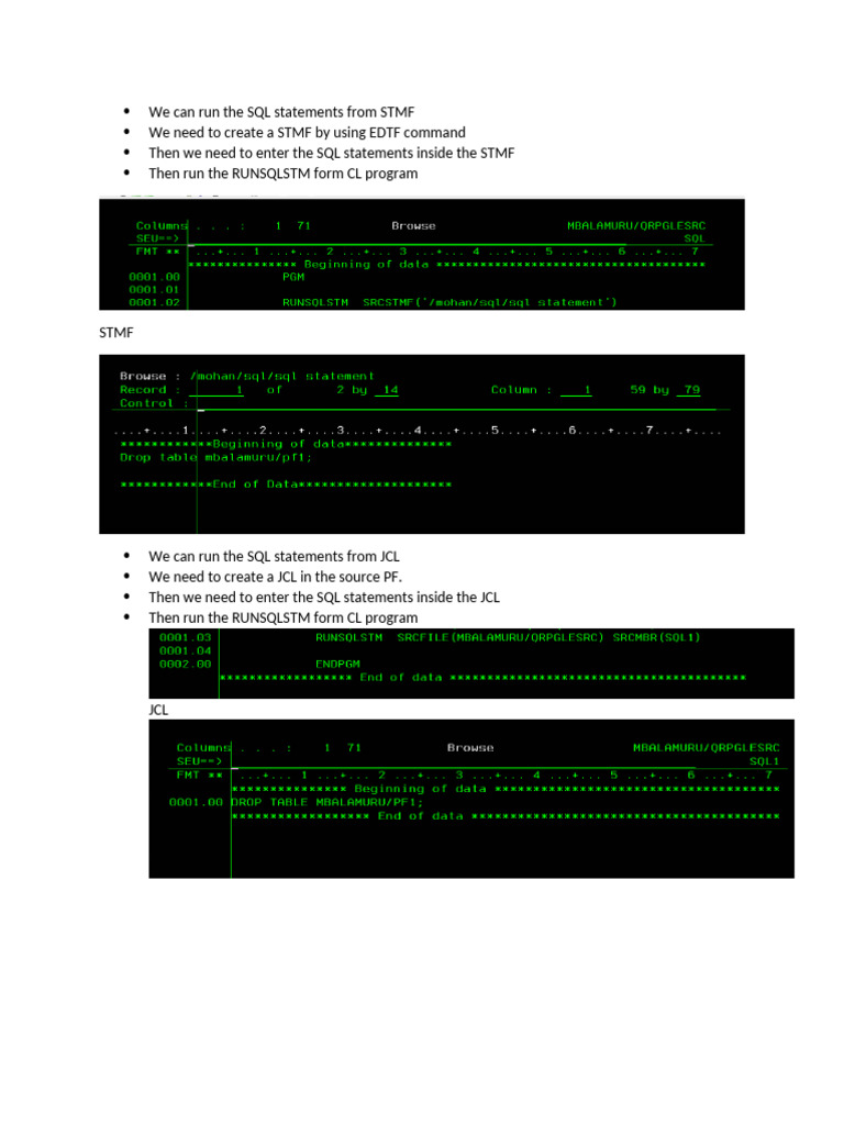 SQL With JCL and STMF | PDF