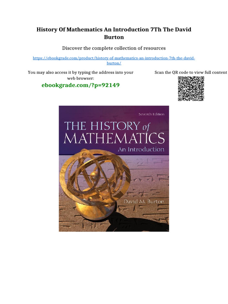 History of Mathematics An Introduction 7th The David Burton download ...