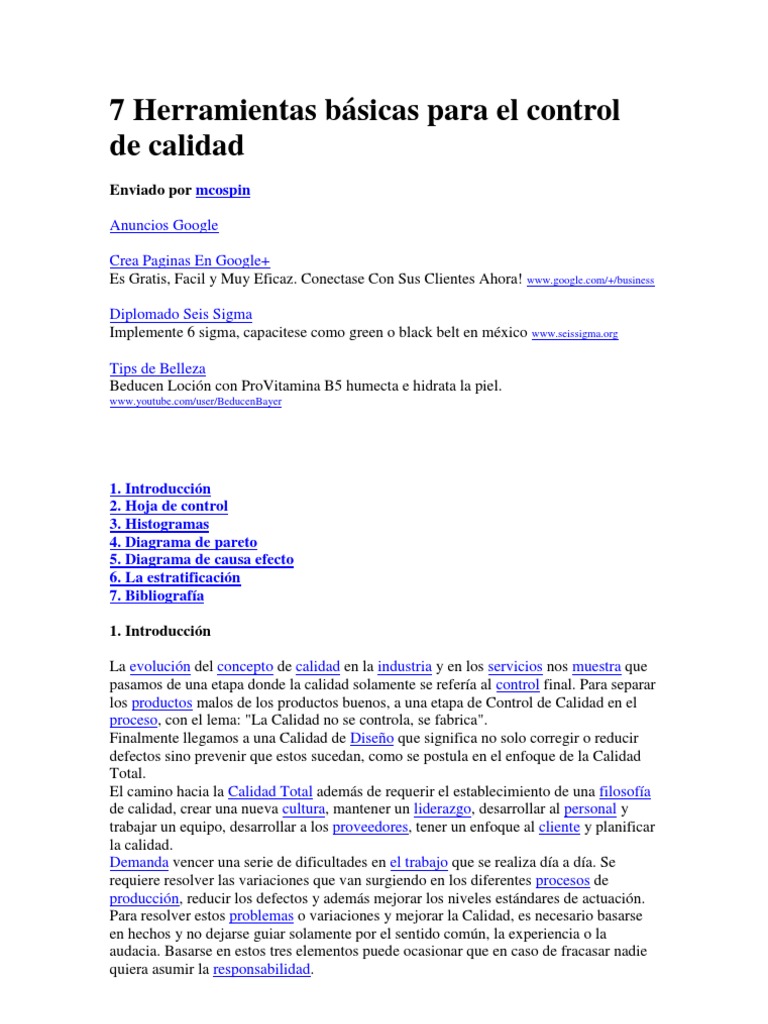 7 Herramientas Básicas para El Control de Calidad | PDF | Histograma | Calidad (comercial)