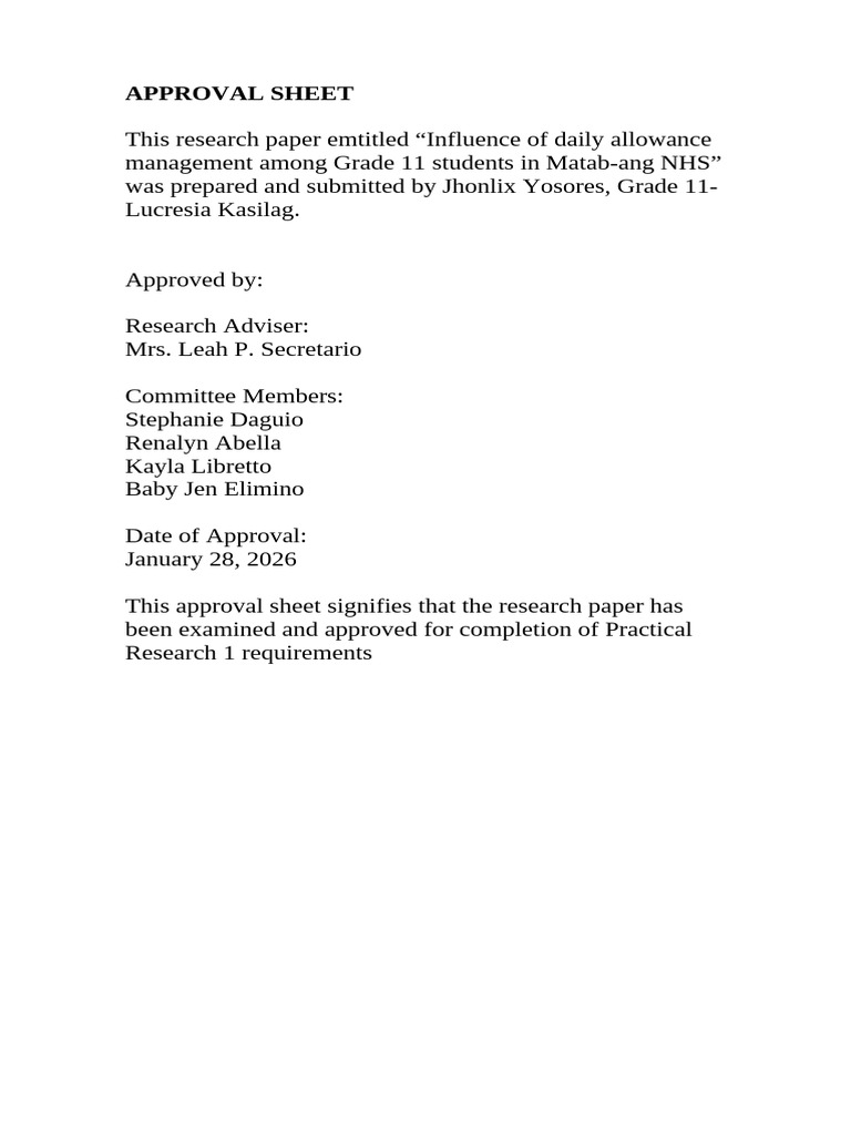 Approval Sheet Research Nalyn | PDF | Data | Methodology