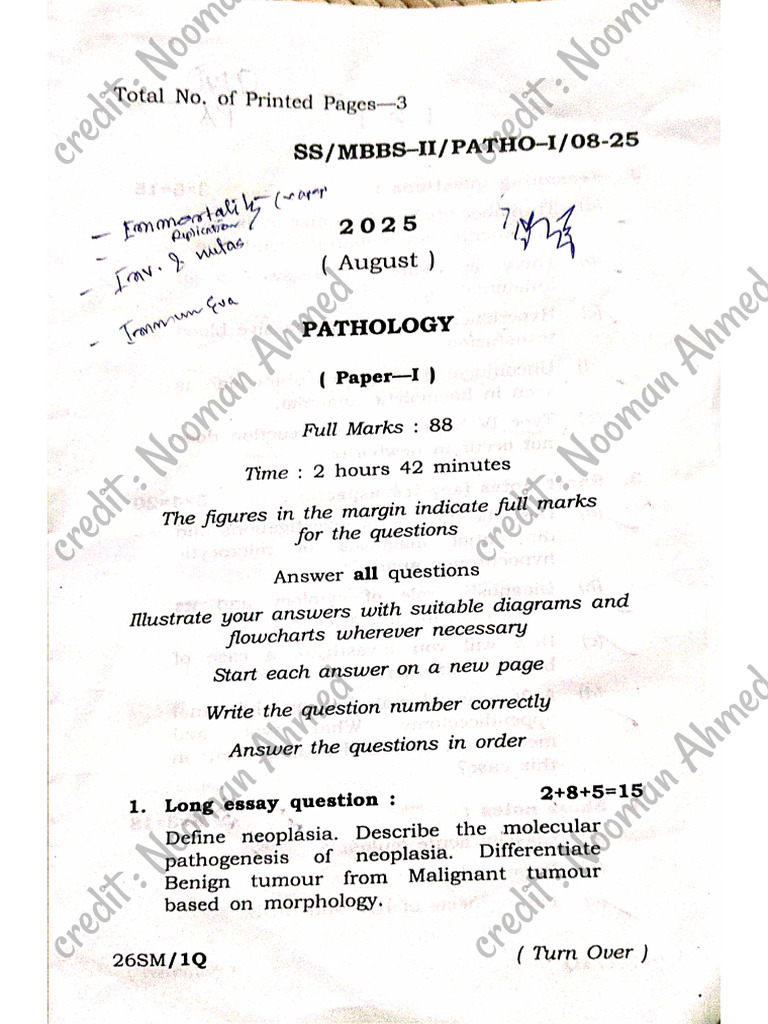 2nd Mbbs Final Exam Question Papers 2025 | PDF