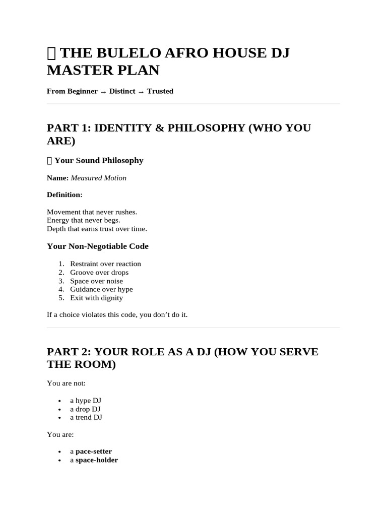 ? The Bulelo Afro House DJ Master Plan | PDF | Tempo | Musicology