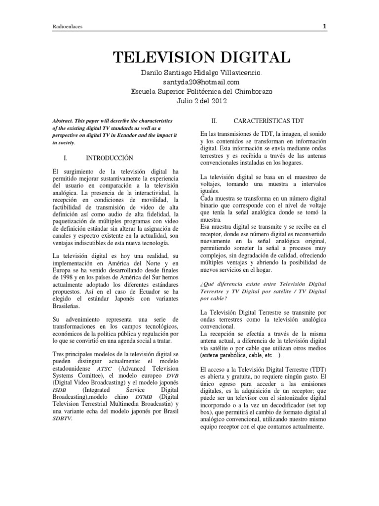Television Digital | PDF | Televisión digital | Televisión
