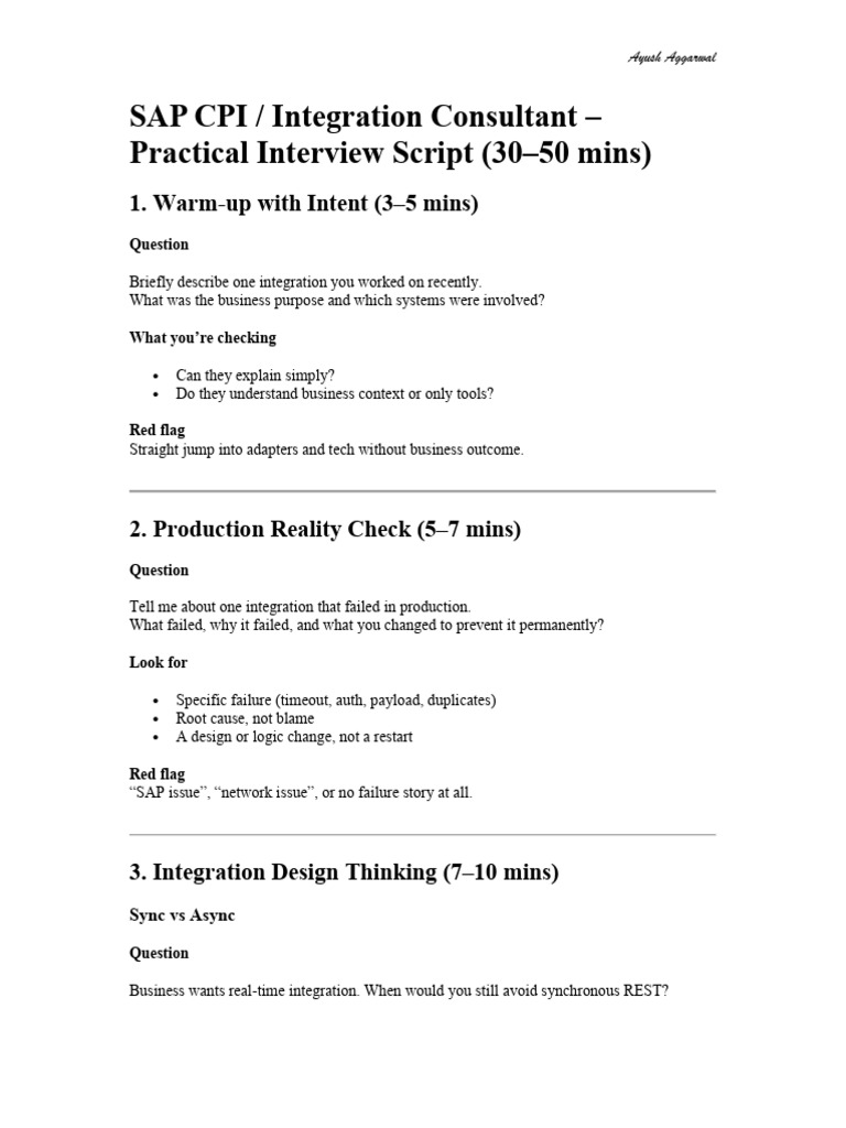 SAP CPI Integration Consultant Practical Interview Script | PDF | Computing