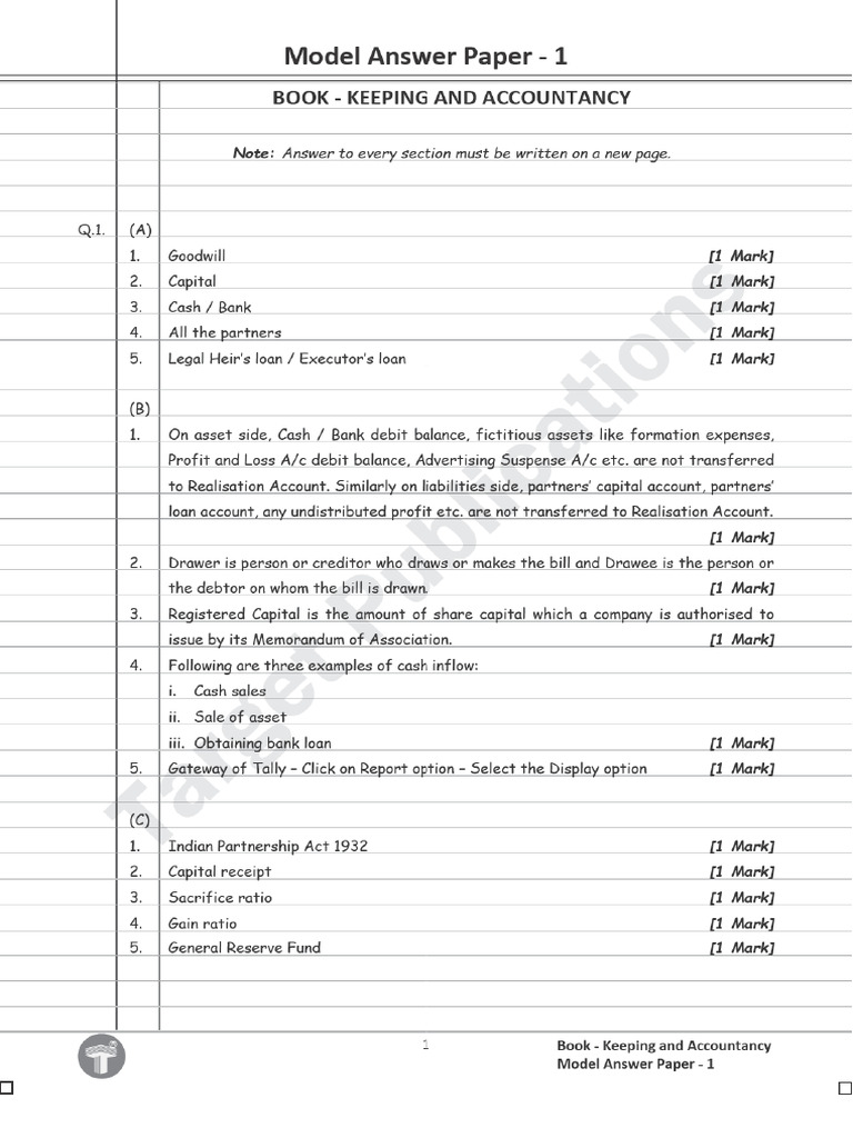 Std. 12th Commerce (EM) - Book-Keeping & Accountancy - Solutions For ...