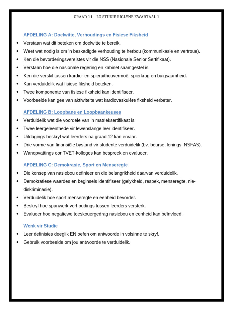 Studiegids Lewensorientering Taak | PDF