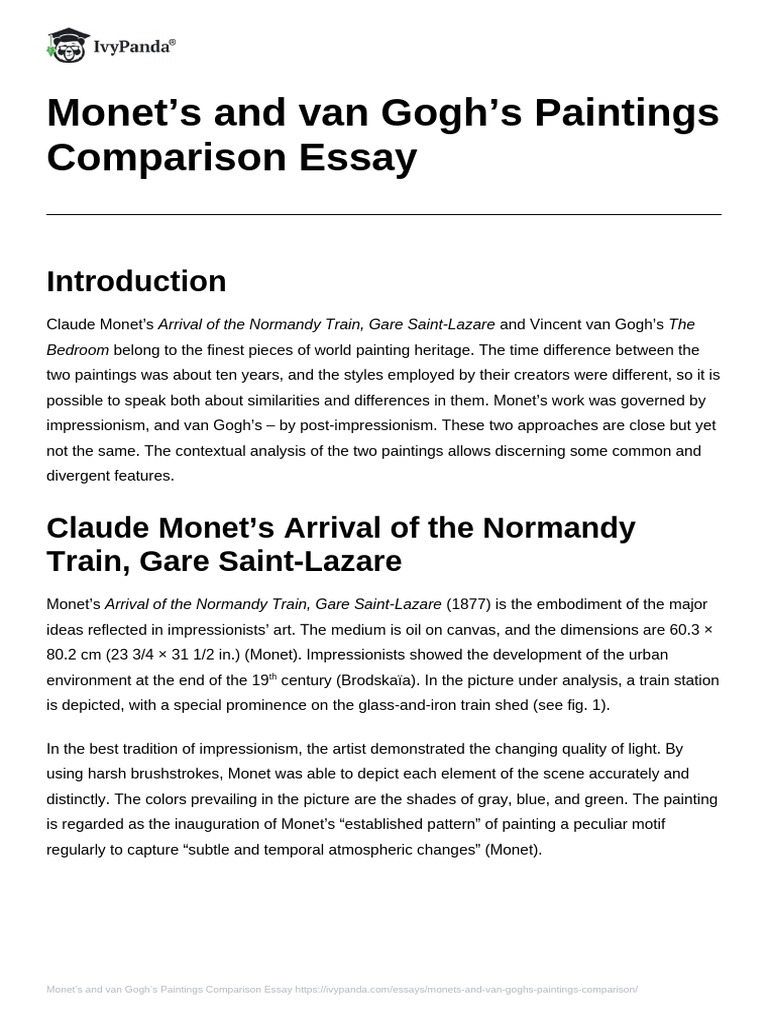 Monets and Van Goghs Paintings Comparison | PDF | Impressionism ...