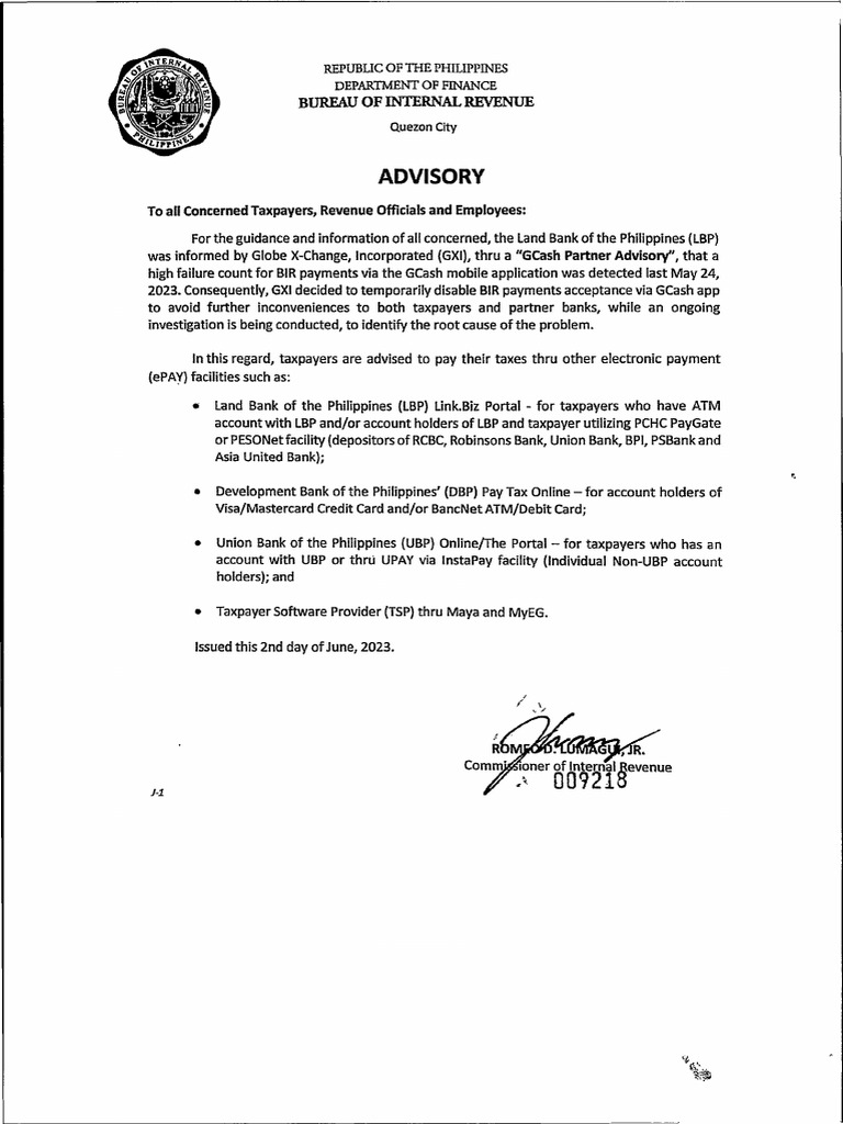Advisory Gcash | PDF