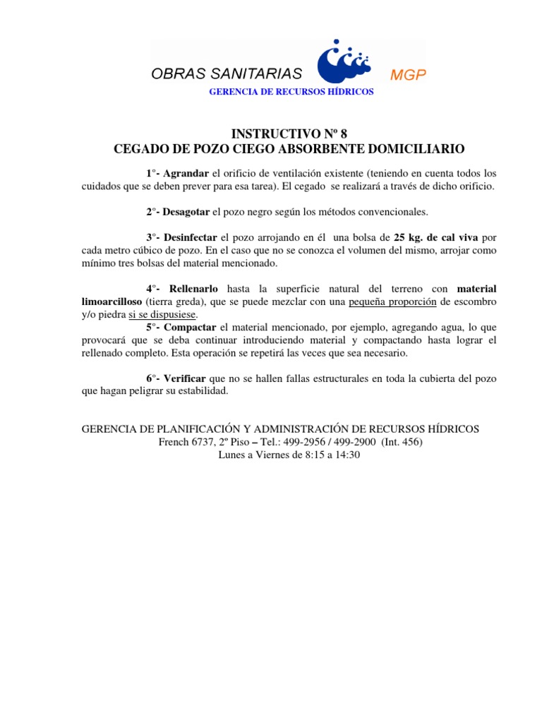 Cegado de Pozo Ciego Domiciliario | PDF | Agua | Naturaleza