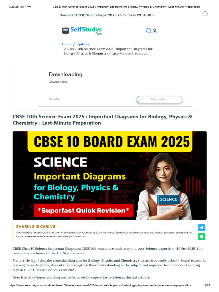 CBSE 10th Science- Important Diagrams | PDF