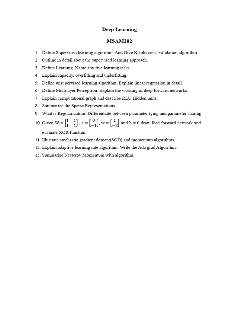 Deep Learning Question Bank | PDF
