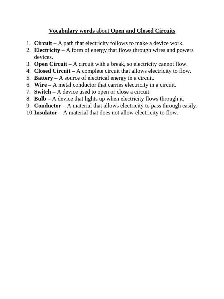 Grade 5 Science Open and Close Circuit | PDF