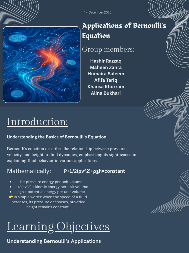 Presentation - Bernoulli's Equation Applications Applied Phy Lab | PDF ...