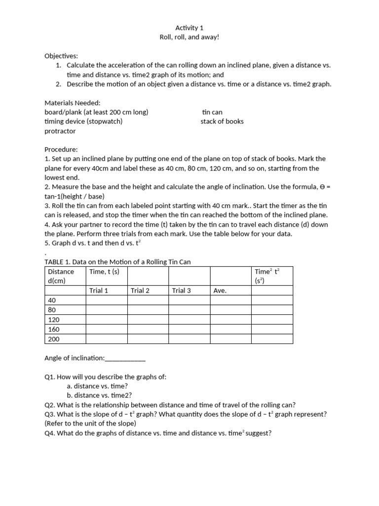 Projectile Motion Activity | PDF | Velocity | Force