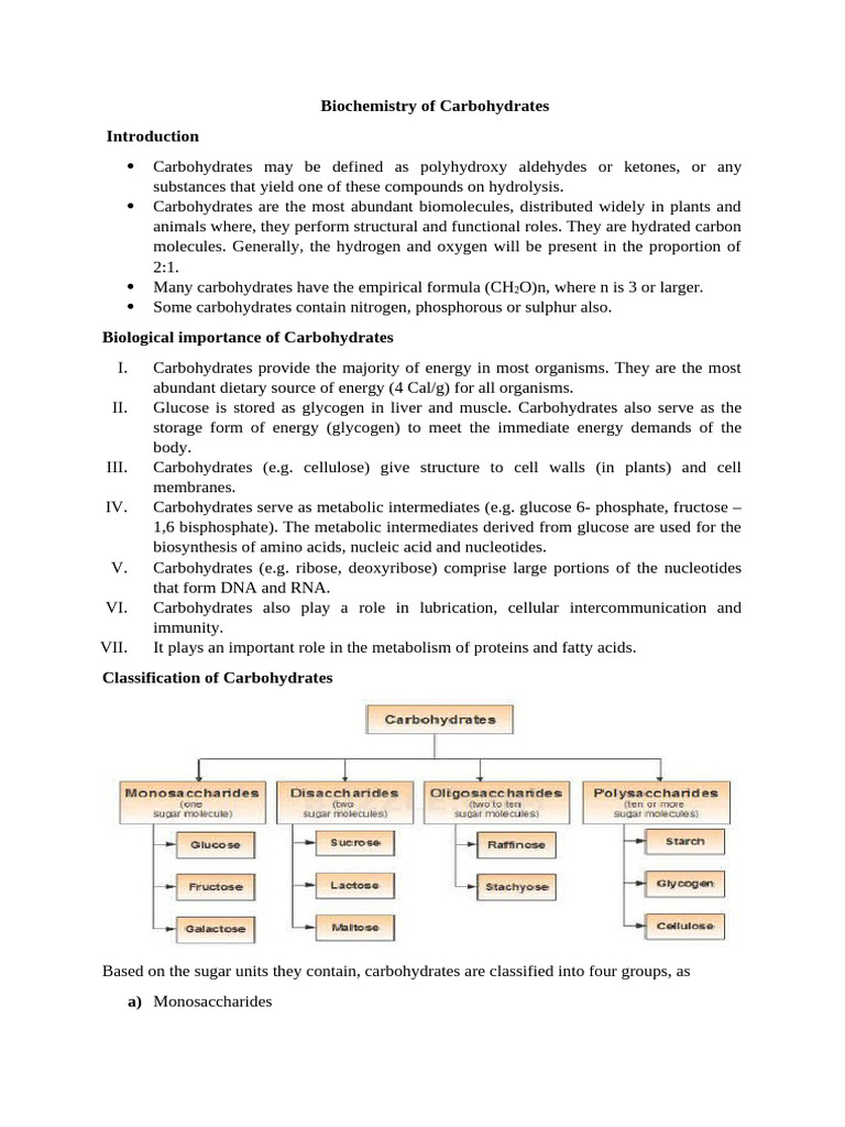 Biochemistry of Carbohydrates | PDF | Carbohydrates | Glucose