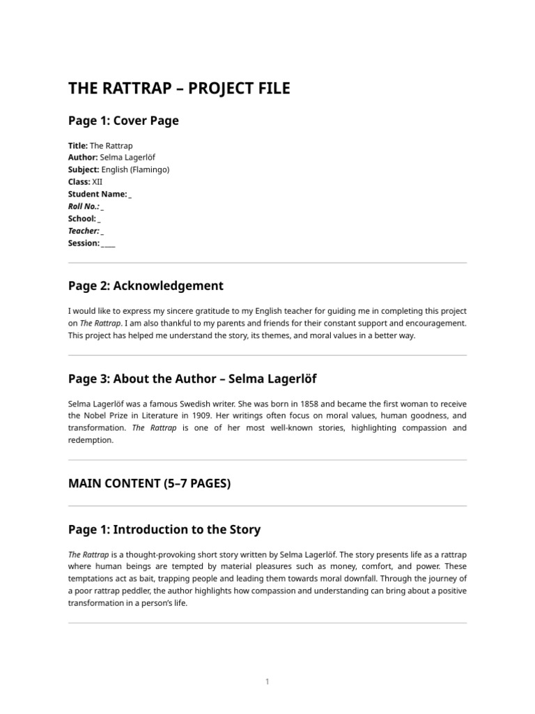 English Project File – the Rattrap | PDF