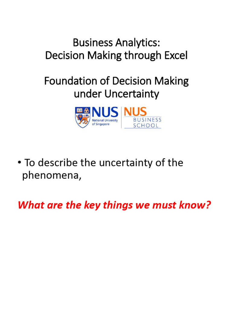 Lecture - Foundation of Decision Making Under Uncertainty | PDF ...