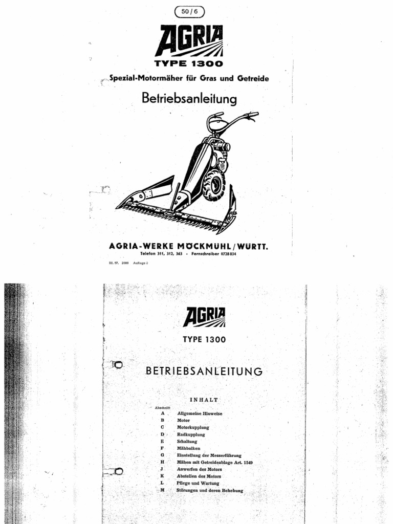 User Manual Agria 1300 | PDF
