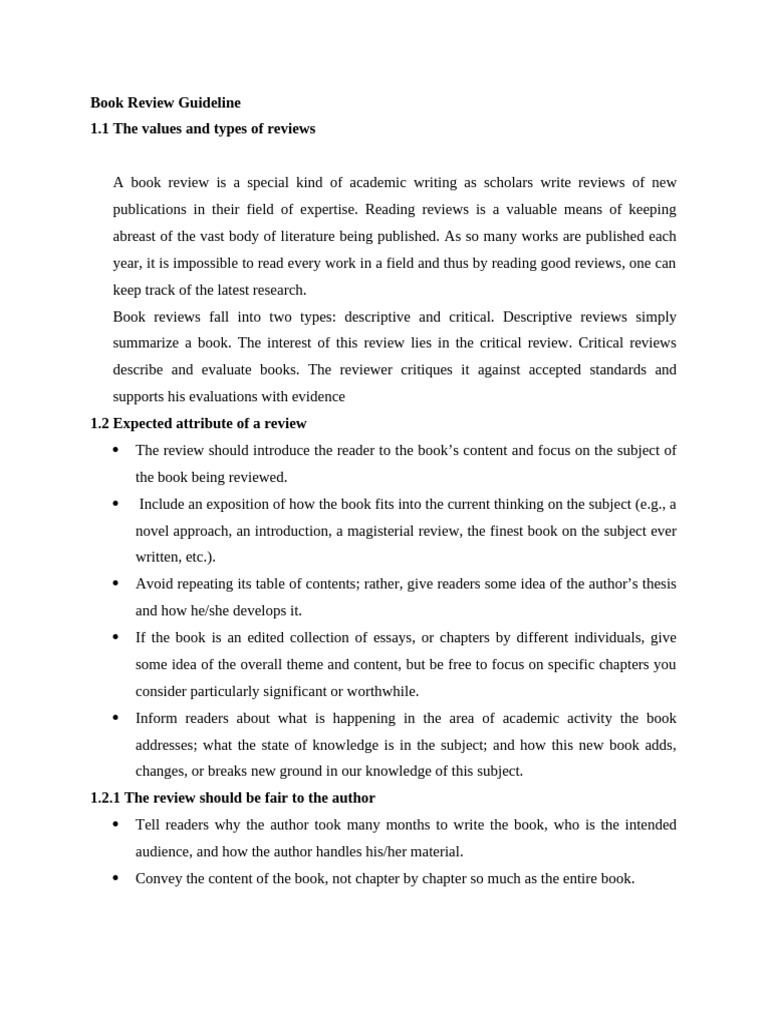 Book Review Guideline | PDF | Books | Essays