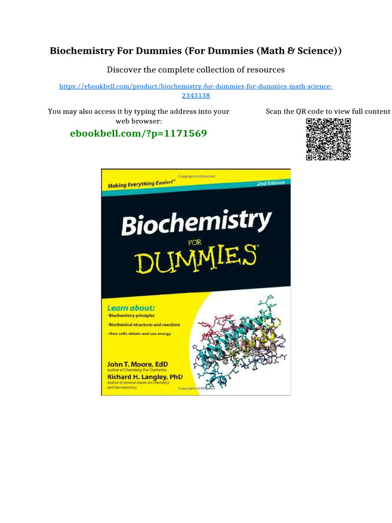 Biochemistry For Dummies (For Dummies (Math & Science)) digital ...