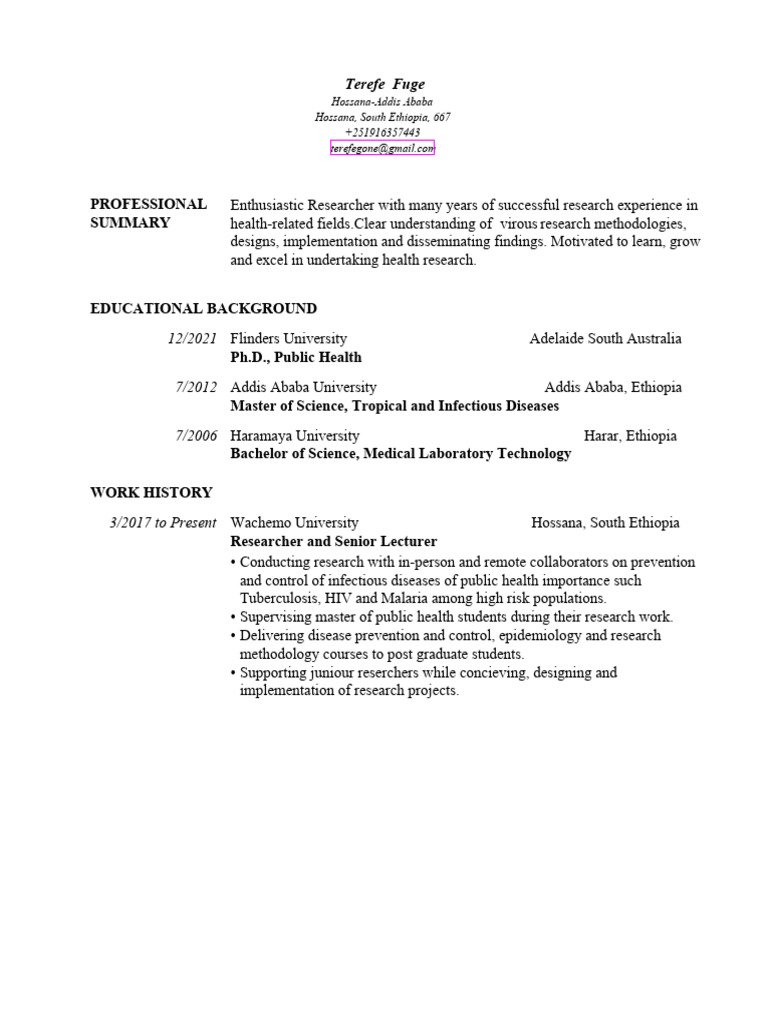 Terefe Resume | PDF
