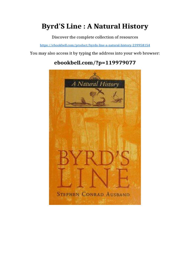 Byrd's line : a natural history available all format | PDF ...