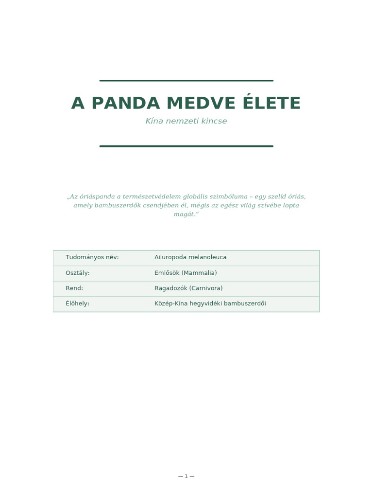 A Panda Medvék Élete | PDF