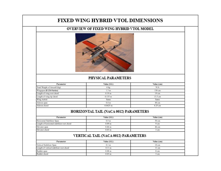 Vtol Design & Dimensions - Sheet1 | PDF
