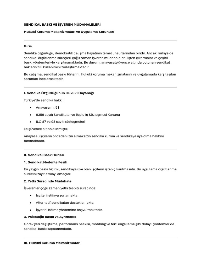 Sendi̇kal Baski Ve i̇şveren Müdahaleleri̇ | PDF