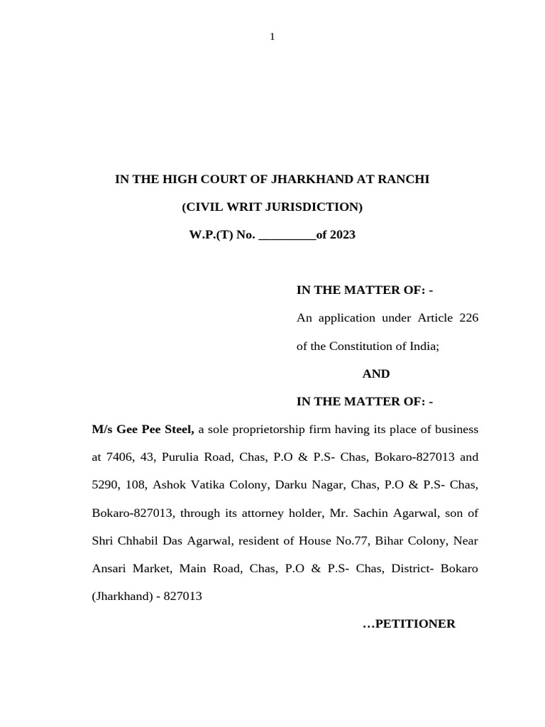 Writ_Gee Pee Steel (1) | PDF | Taxes