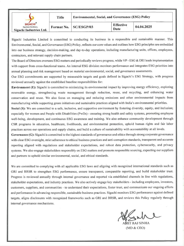 Esg Policy | PDF