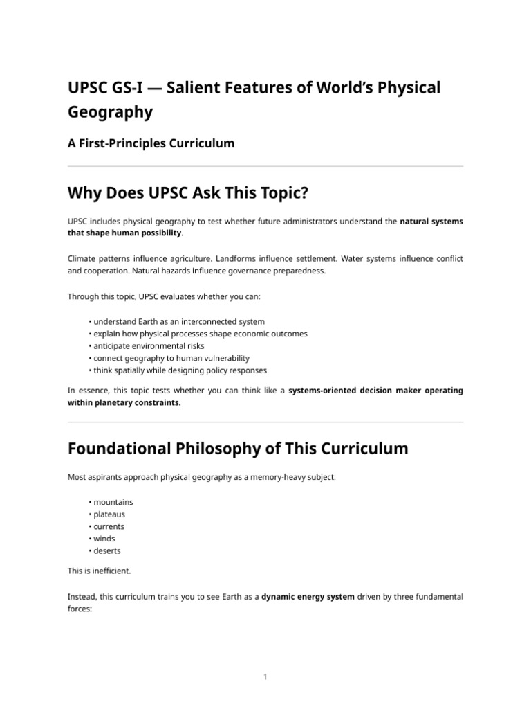 World Physical Geography First-Principles Curriculum | PDF | Earth ...