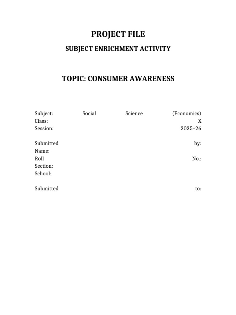 Consumer Awareness Project CBSE Class 10 | PDF | Consumer Behaviour ...