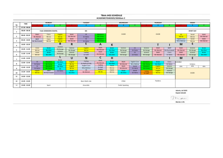Teaching Load and Schedule 25_26 Sem 2.Xlsx - JHS Schedule (1).PDF | PDF