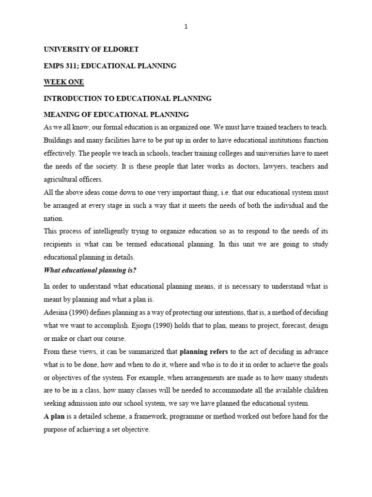 Emps 311educational Planningnotes - Edited-1 (1) | PDF | Cost–Benefit ...
