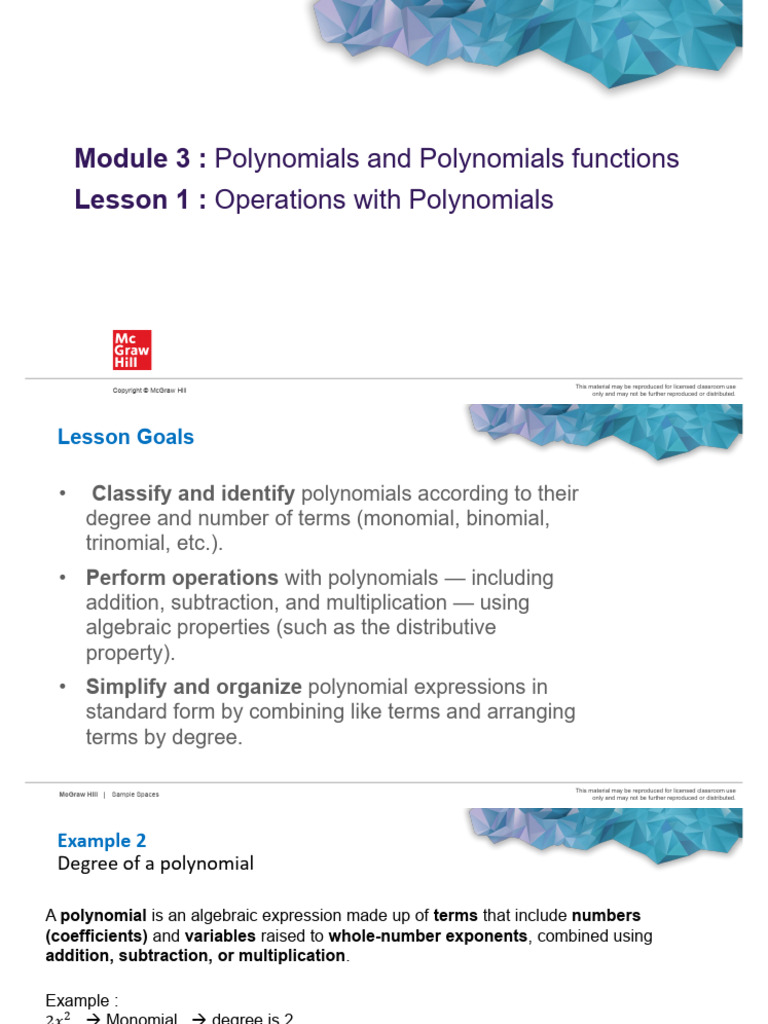 Lesson 1 - Operations With Polynomials - AK - 31102025 - 132917 | PDF ...