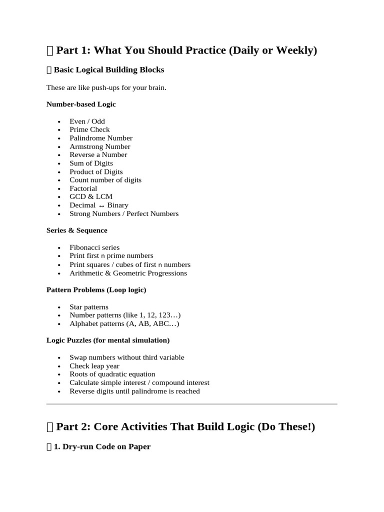 Logic Building For Dsa | PDF