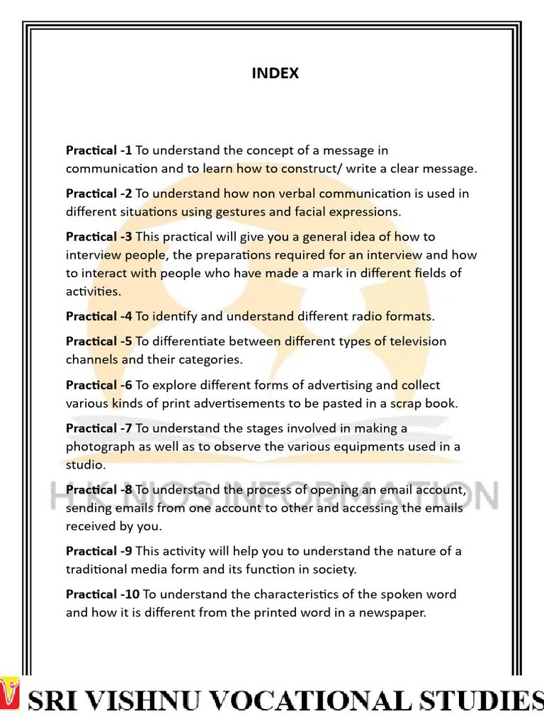 12th Mass Communication 335 Practical | PDF