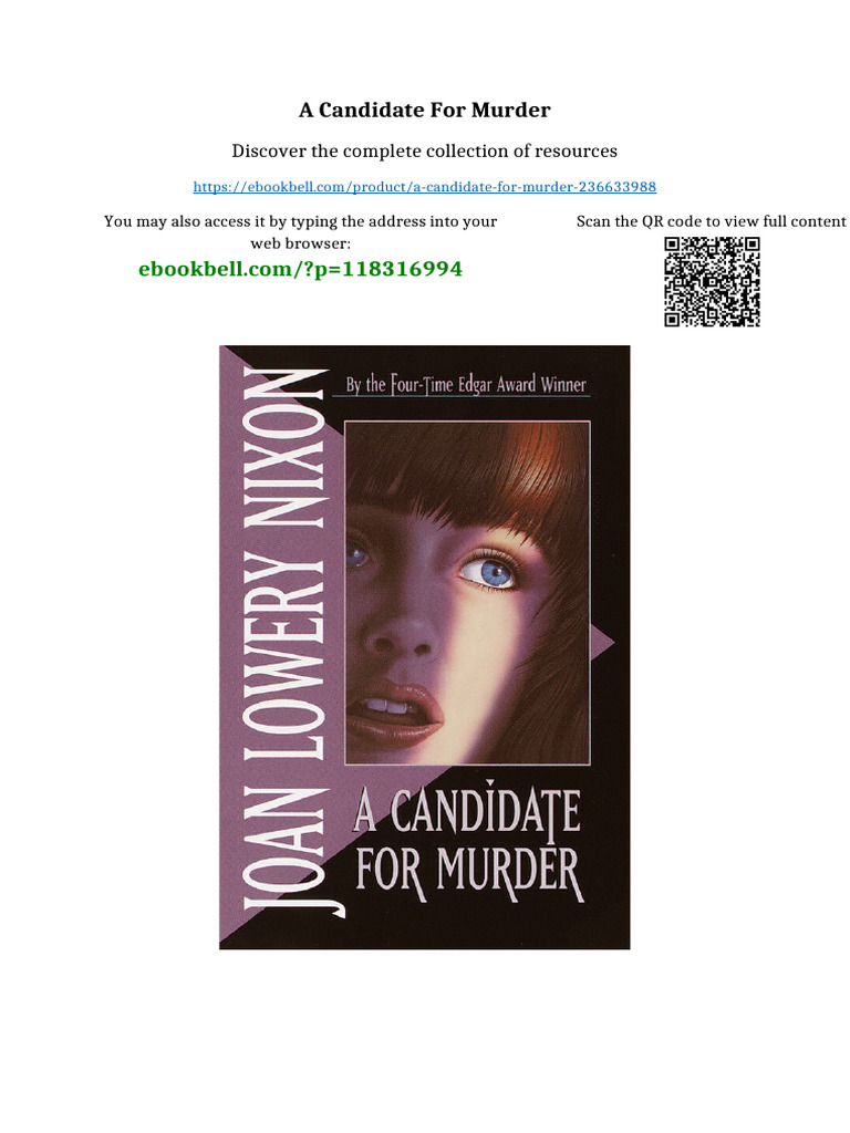 A Candidate For Murder Complete Edition | PDF | Intellectual Property