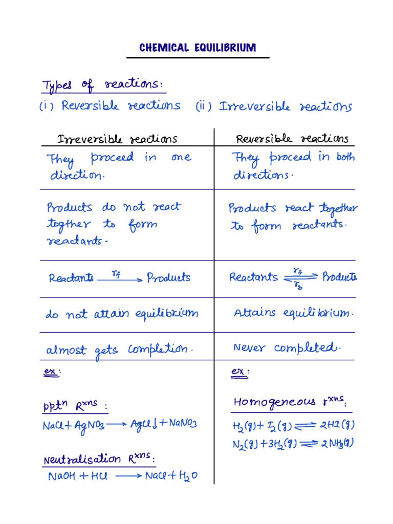 Chemical Equilibrium Handwritten Notes | PDF | Chemical Equilibrium ...