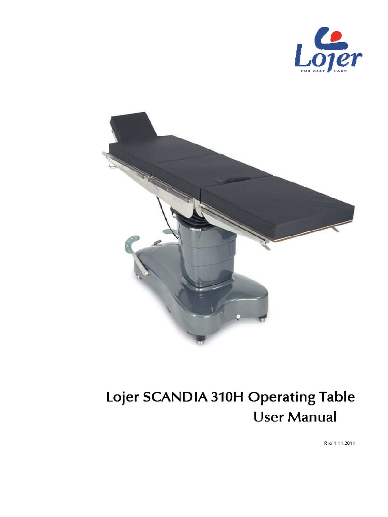 Lojer Scandia 310H Operating Table - User Manual | PDF | Recycling | Waste