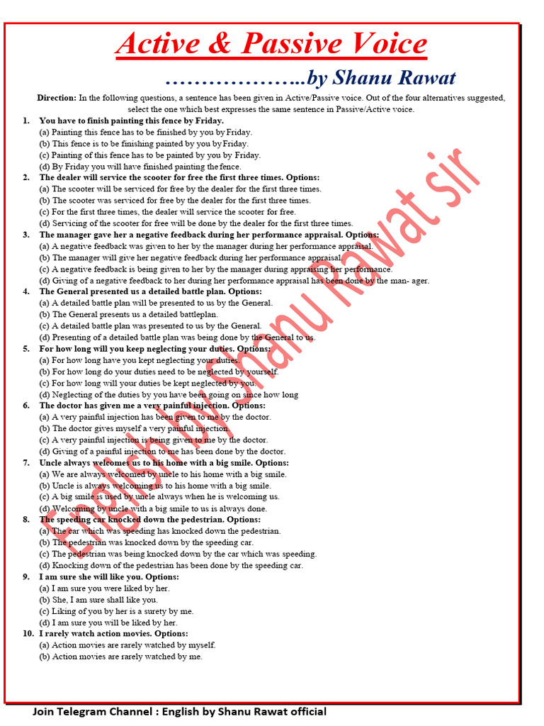 Top 350 Active & Passive Voice Questions | PDF