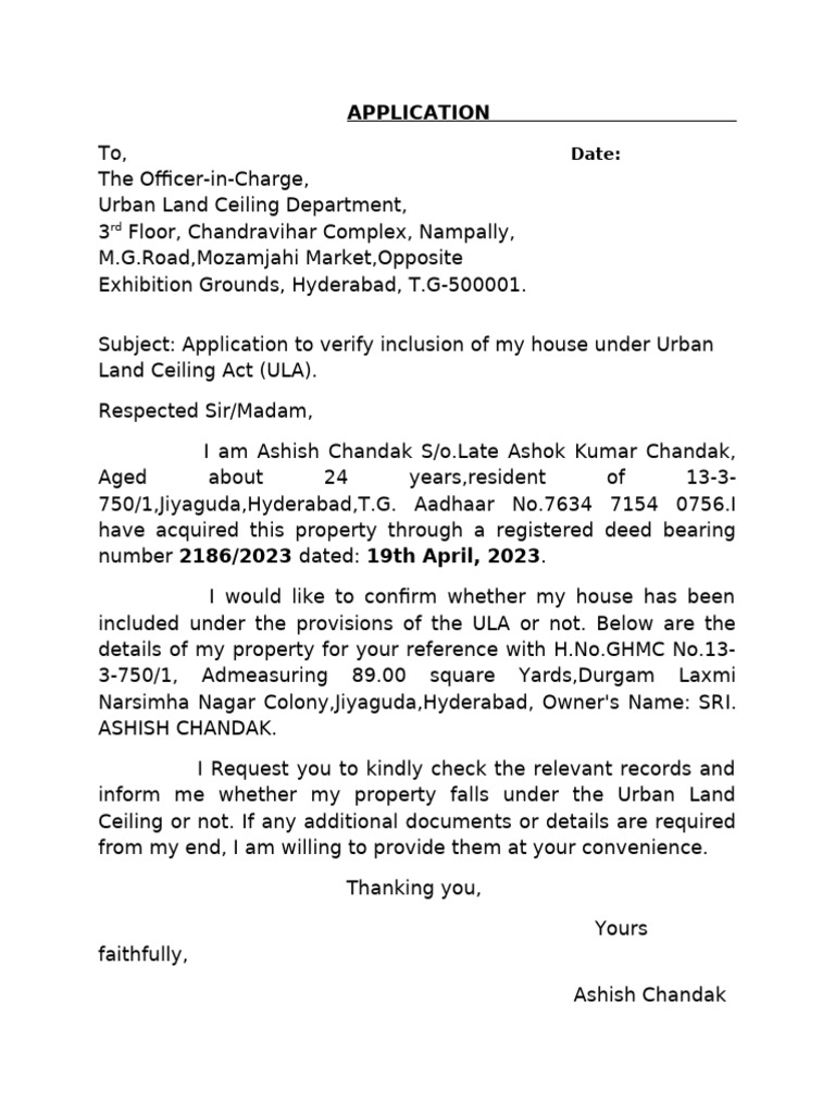 Application To Urban Land Ceiling | PDF