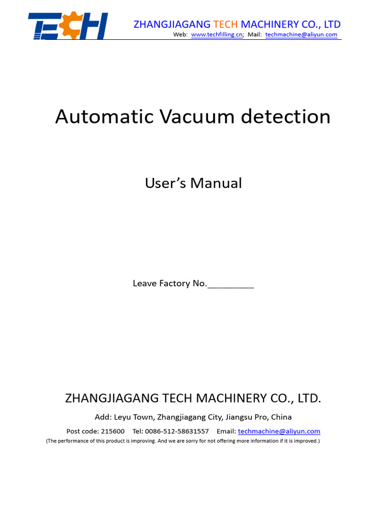 Vacuum Detection Machine-Manual | PDF | Power Supply | Electricity