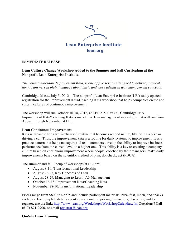 Lean Culture Change Workshop | Download Free PDF | Lean Manufacturing ...