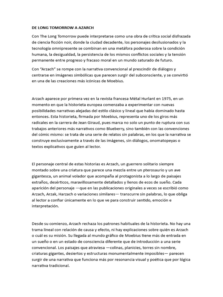 De Long Tomorrow a Arzarch | PDF | Cómics | Narración