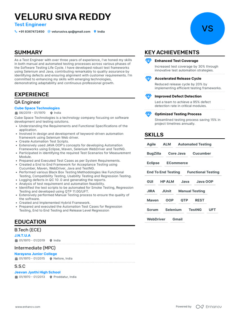Velu Rus Ivar Eddy Resume | PDF | Software Testing | Selenium (Software)
