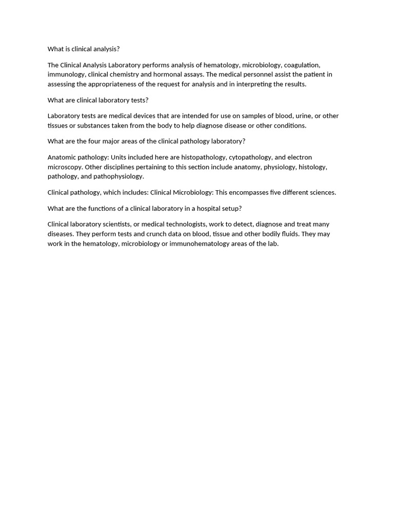 What is Clinical Analysis | PDF
