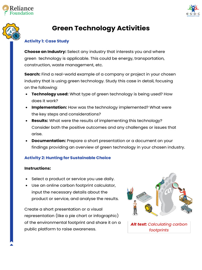 Green Technology Activities | PDF