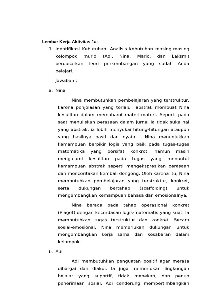 PPDP - Topik 1.C (Lembar Kerja Aktivitas 1a) | PDF